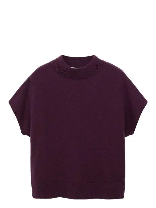 Mango Wool And Cashmere Mock Neck Sweater - Wine