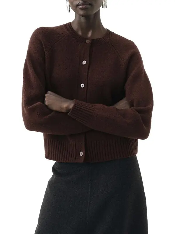 Mango Wool And Cashmere Cardigan - Chocolate