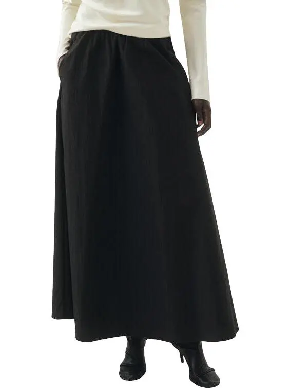 Mango Flared Cotton-blend Midi Skirt - Black
