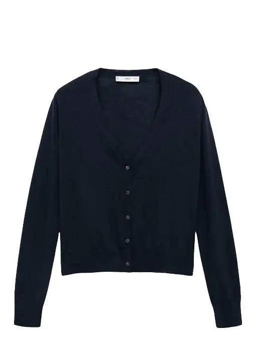 Mango Selection V-neck Wool Cardigan - Navy