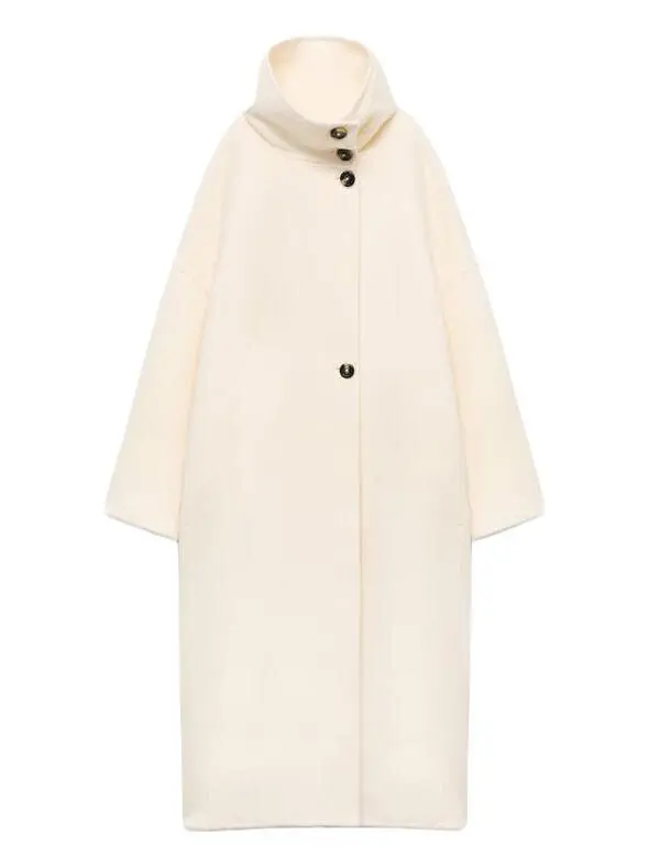 Mango Wool-blend Stand Collar Coat - Off White