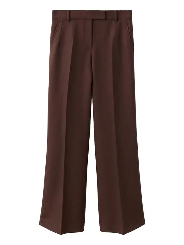 Mango Selection Pleat Front Wool Pants - Brown