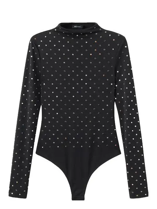 Mango Crystal Embellished Bodysuit - Black