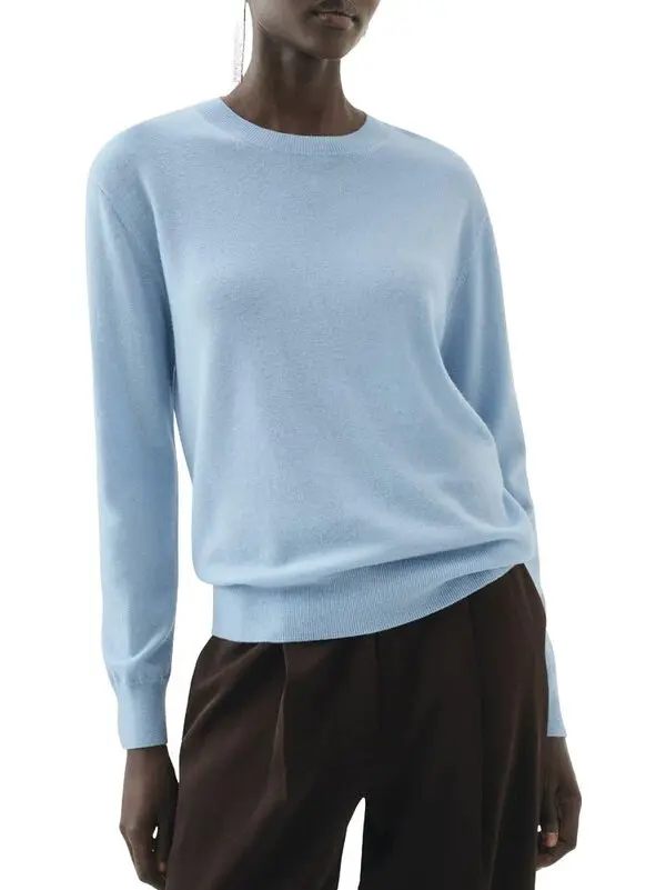 Mango Selection Crewneck Wool Sweater - Sky Blue