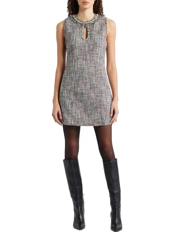Chelsea28 Embellished Tweed Shift Minidress - Multi Colored Tweed