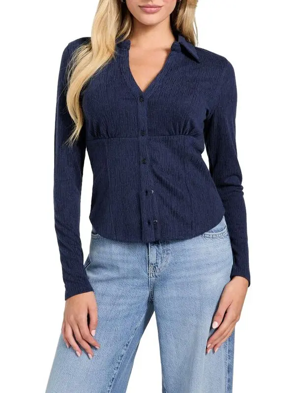 Guess Annida Corset Button-up Shirt - Medium Blue