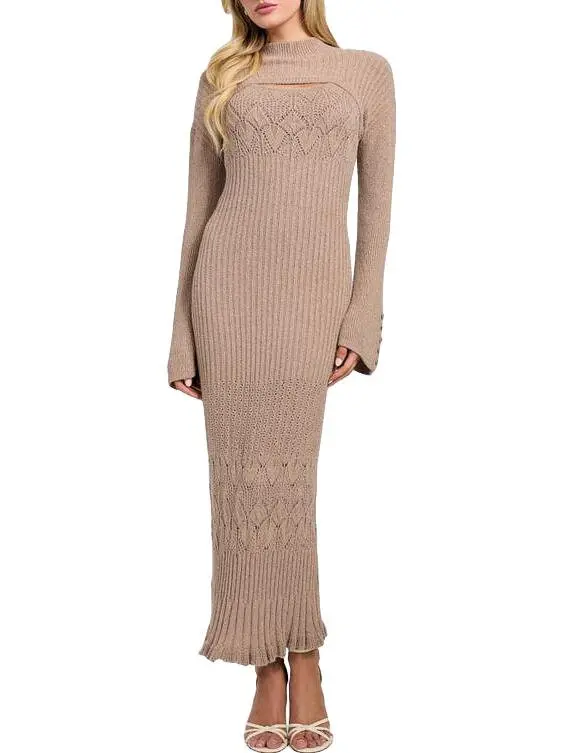 Guess Bouclé Maxi Dress And Shrug Set - Beige