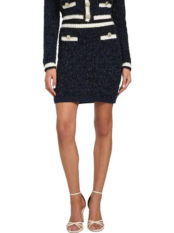 Guess Aomori Tape Yarn Pencil Sweater Skirt - Navy