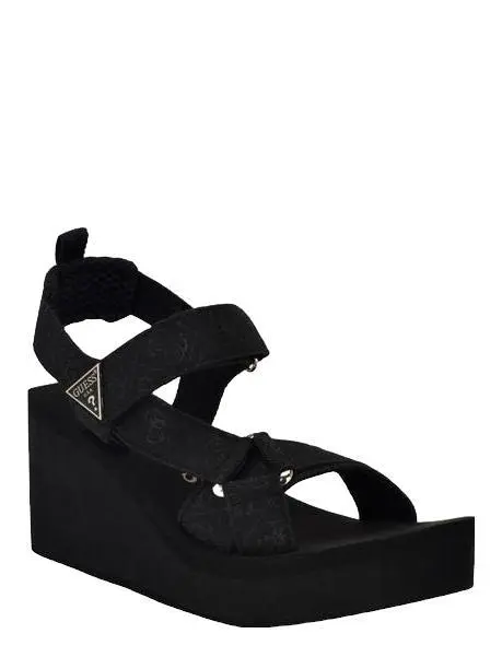 Guess Slingback Platform Wedge Sandal - Black