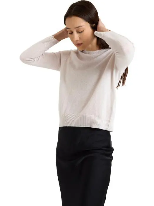 BRODIE CASHMERE Split Cuff Crew Neck Sweater - Ash