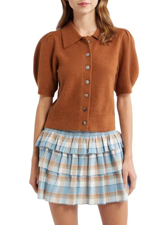 Love The Label Eloise Short Sleeve Cardigan - Caramel