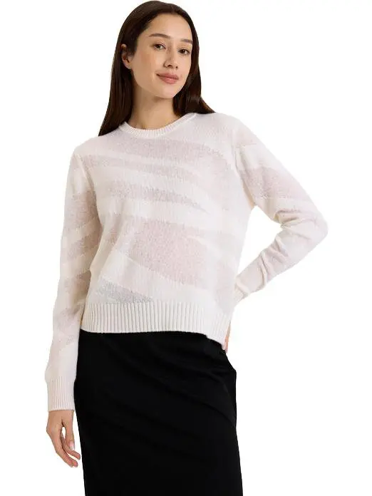 BRODIE CASHMERE Crew Neck 100% Cashmere Sweater - Organic White