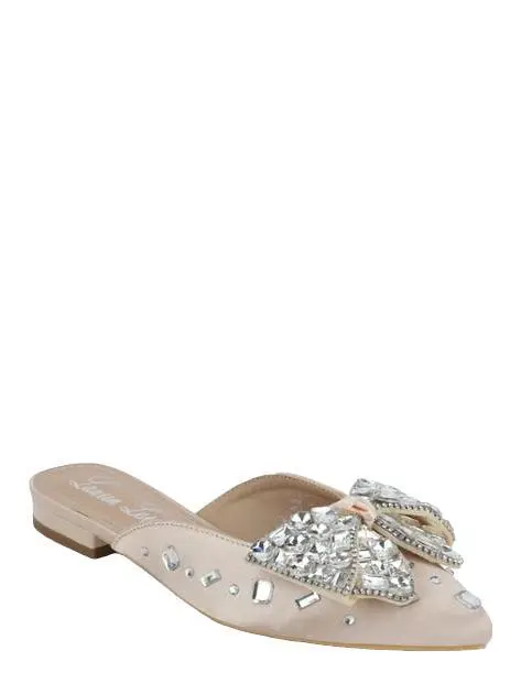 LAUREN LORRAINE Claire Rhinestone Embellished Mules - Nude