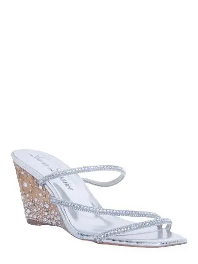 LAUREN LORRAINE Lanie Rhinestone Wedge Sandal - Silver
