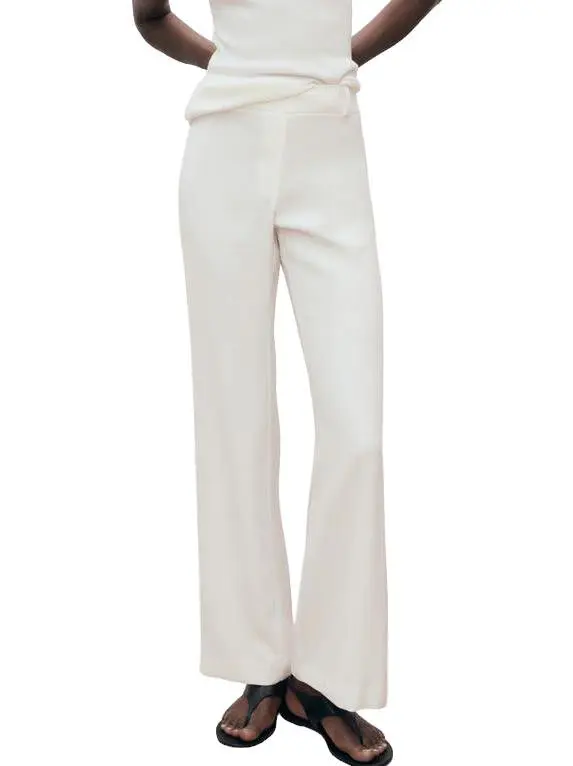 Mango Straight Leg Trousers - White