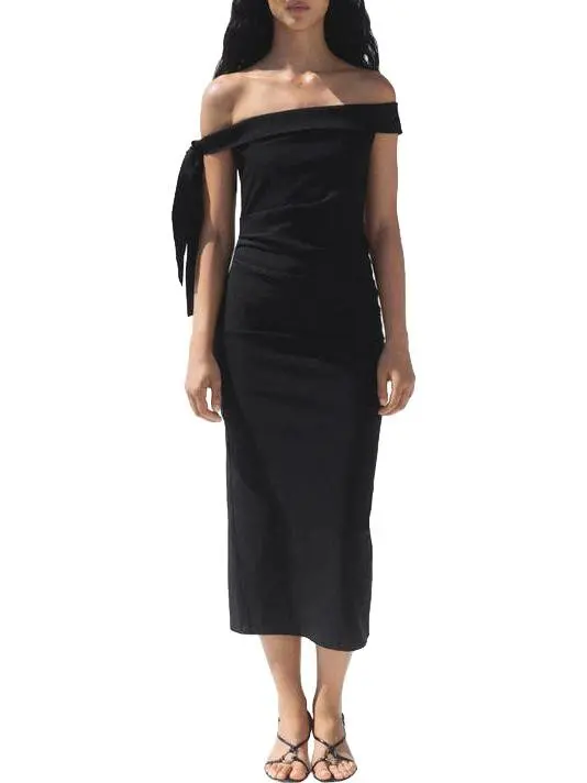 Mango Strapless Bow Detail Sheath Dress - Black