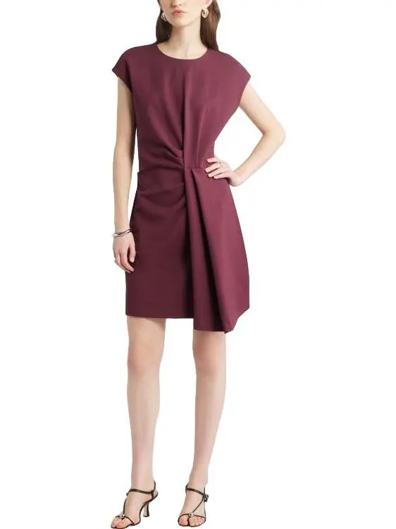 Nordstrom Pleated Ponte Minidress - Burgundy Royale