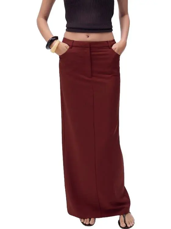 Mango High Rise Pencil Skirt - Burgundy