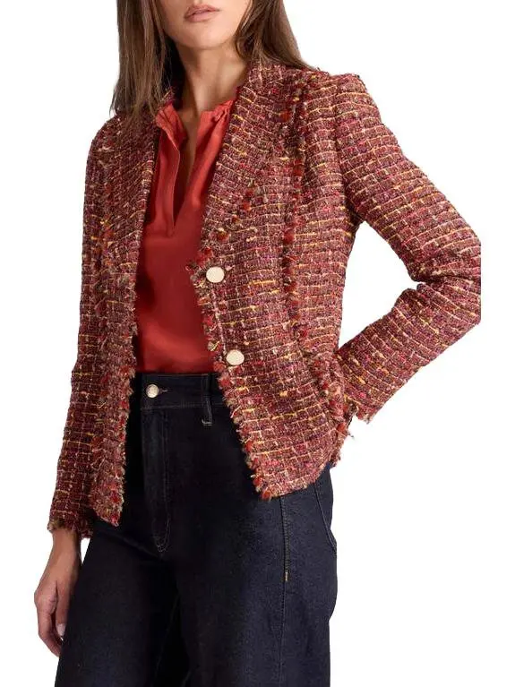 Santorelli Trish Fringe Tweed Jacket - Auburn Multi