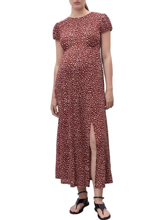Mango Floral Print Maternity Dress - Burgundy