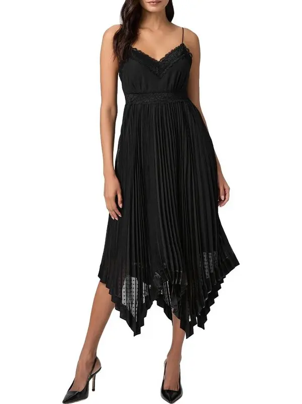 Paige Alessandra Sleeveless Pleated Midi Dress - Black