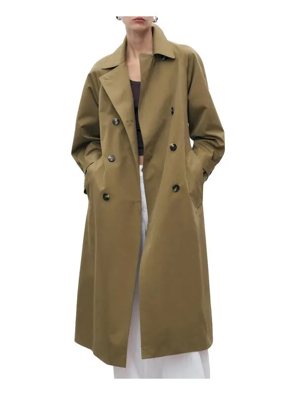 Mango Angela Trench Coat - Khaki Green