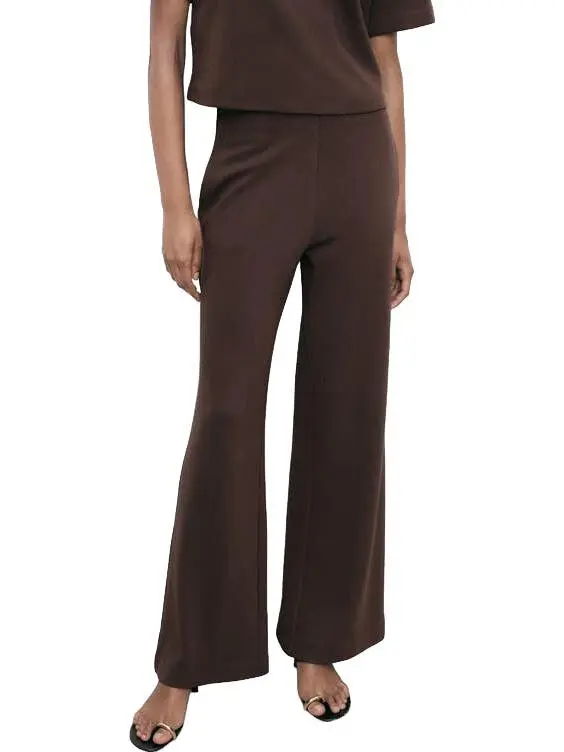 Mango Straight Fit Cotton Blend Trousers - Brown