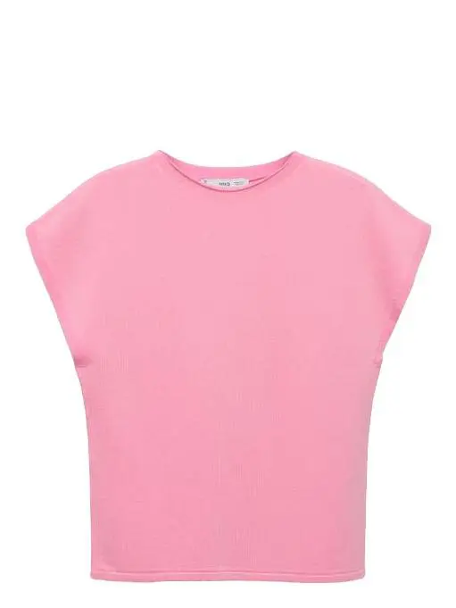 Mango Cap-sleeve Fine Knit Sweater - Pastel Pink
