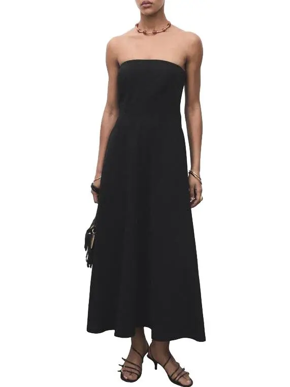 Mango Strapless A-line Maxi Dress - Black