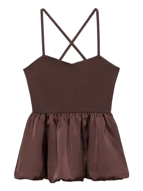 Mango Crossback Peplum Top - Brown
