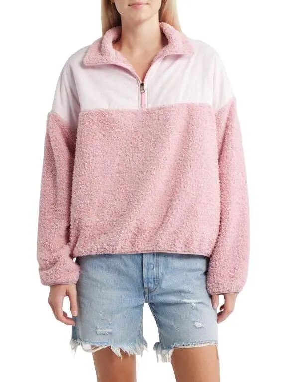 HAPPY CAMP3R Ditsy Daisy Aria Quarter-zip Pullover - Mauve