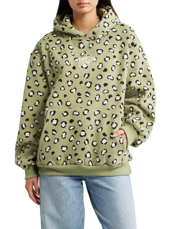 HAPPY CAMP3R Leopard Print Hoodie - Olive