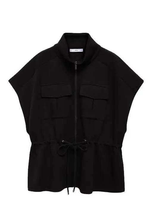 Mango Short Sleeve Adjustable Waist Jacket - Black