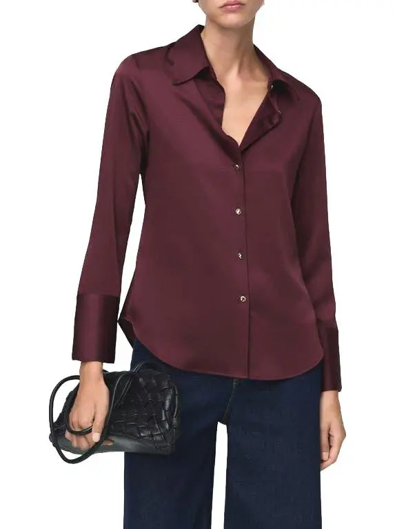 Mango Abstract Print Button-up Shirt - Burgundy