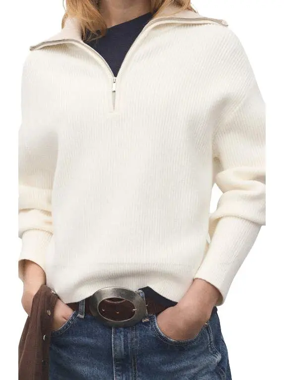 Mango Half Zip Sweater - Light/pastel Grey