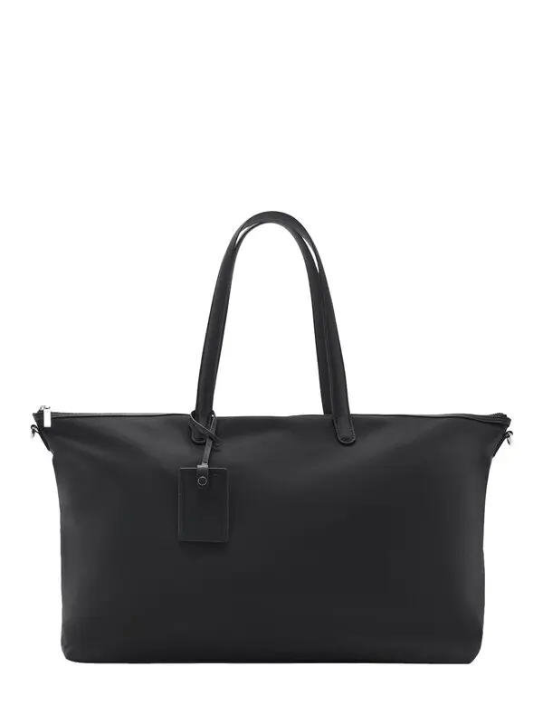 Mango Large Nylon Shopper Tote - Black