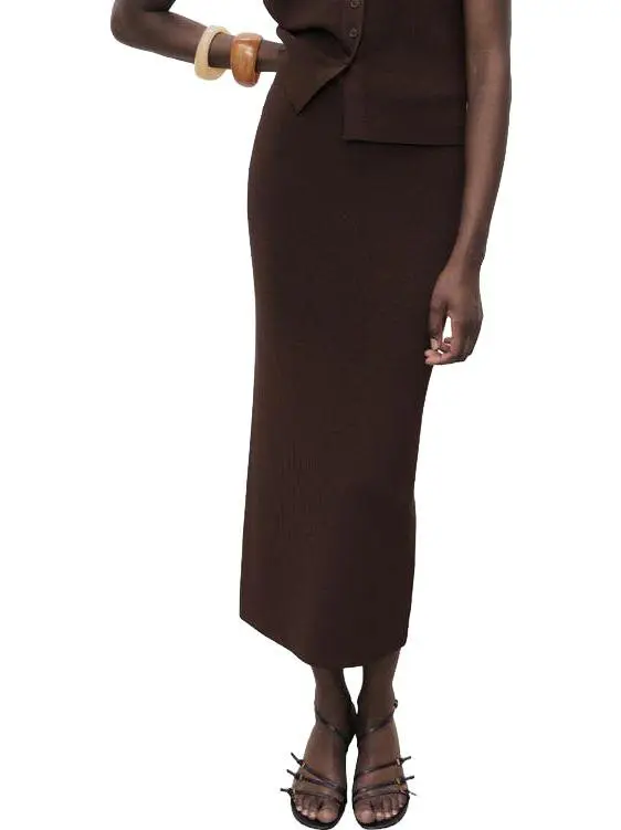 Mango Knit Midi Skirt - Chocolate