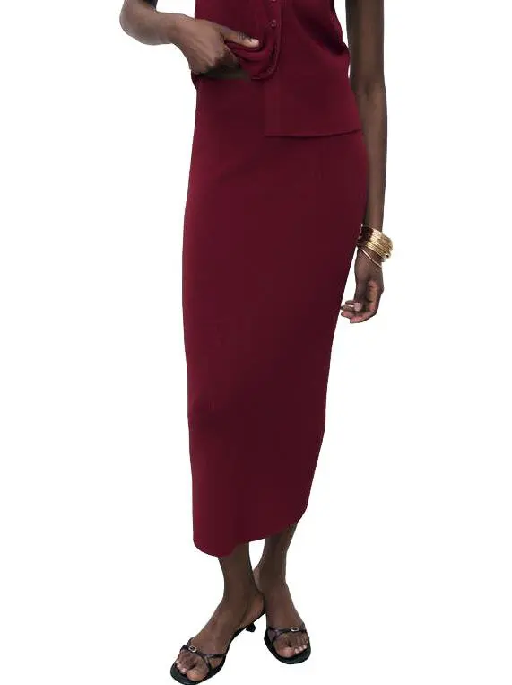 Mango Knit Midi Skirt - Wine