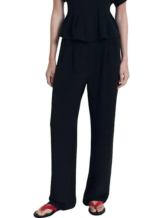 Mango Straight Fit Pleated Trousers - Black