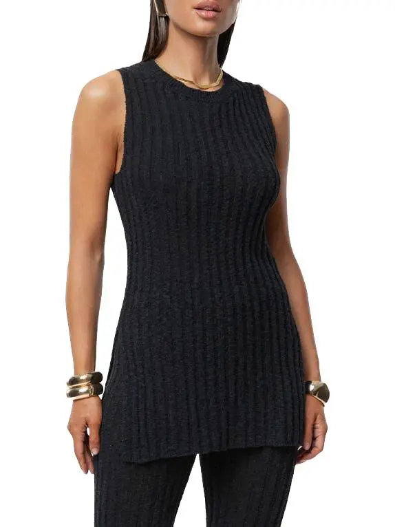 JLUXLABEL Sleeveless Cable Knit Sweater - Black