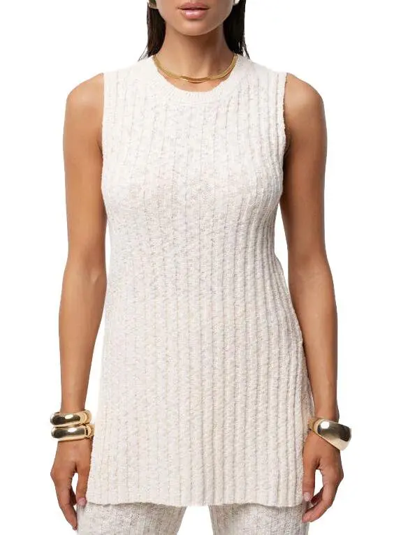 JLUXLABEL Sleeveless Cable Knit Sweater - Ivory