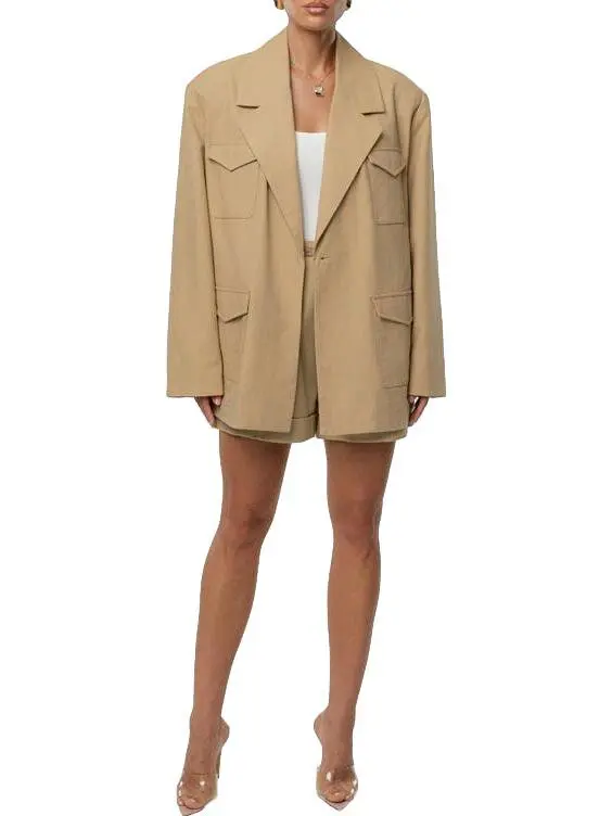 JLUXLABEL Relaxed Fit Longline Blazer - Beige