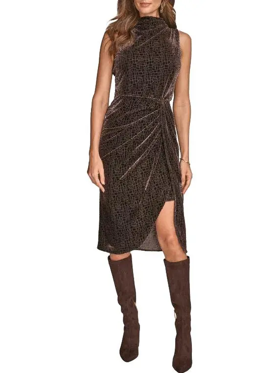 Donna Karan New York Velvet Burnout Sleeveless Midi Dress - Chocolt