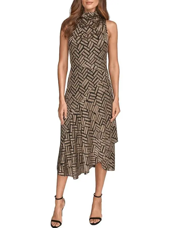 Donna Karan New York Sleeveless Burnout Midi Dress - Black/nolita