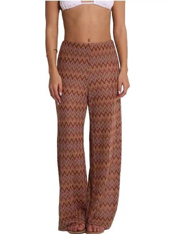 GOTTEX BEACH LIFE High Waist Wide Leg Beach Pants - Multi-brown