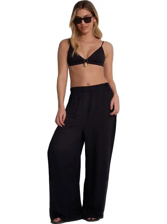GOTTEX BEACH LIFE Satin Shore High Waist Beach Pant - Black