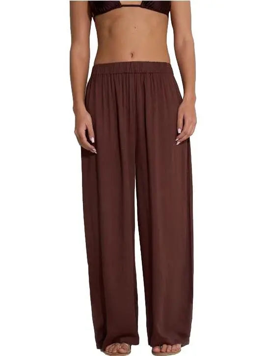 GOTTEX BEACH LIFE Satin Shore High Waist Beach Pant - Dark-brown