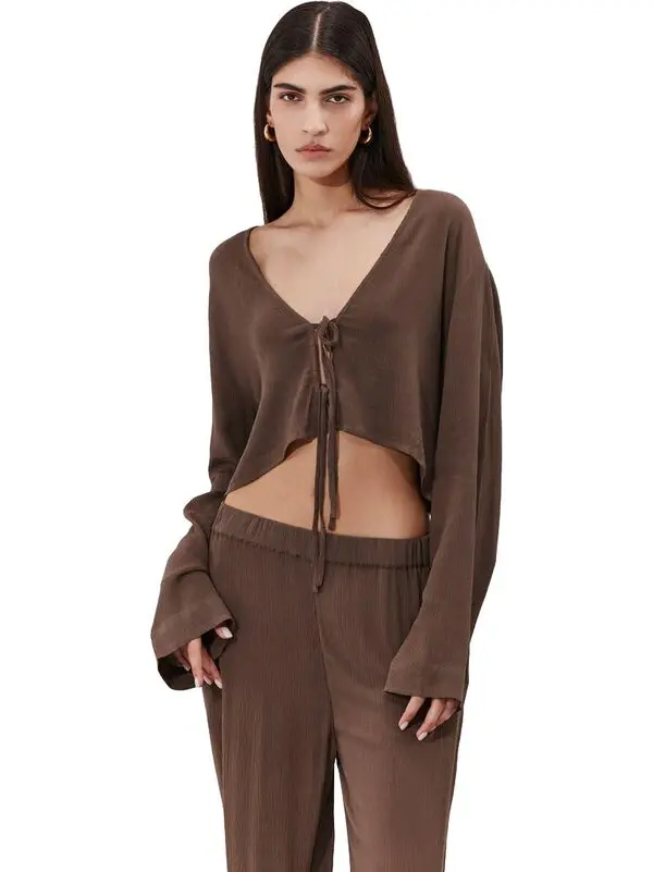 GOTTEX BEACH LIFE Solena Crêpe Crop Top Cover-up - Khaki