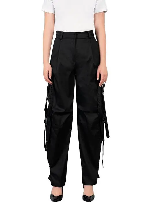 LAURA APARICIO Maxi Cargo Pants - Black