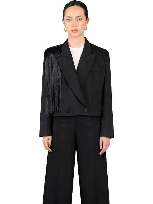 LAURA APARICIO Fringed Jacket - Black